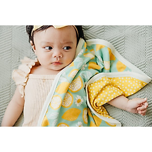 Copper Pearl Baby Security Blanket Set of 2 - Portable Size for Self-Soothing On-The-Go, Ideal Baby Blankets for Boys and Girls, Ultra-Soft, and Gift-Ready Loveys - Lemon