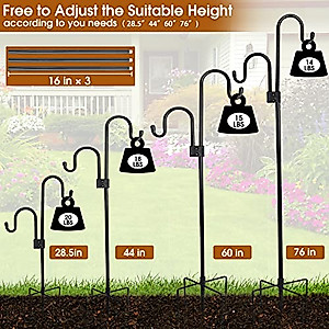 KETIEE Outdoor Shepards Hooks with 5 Prong Base, Heavy-Duty Metal Stand Pole Hanging String Lights,Multi-Function Double Shepherds Hook Garden Holder Lighting Stand for Backyard Patio Wedding