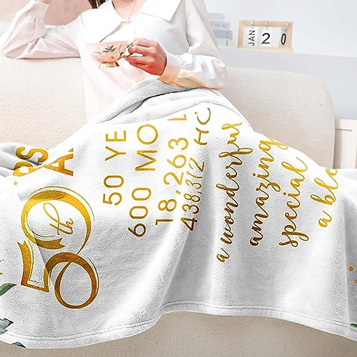 50th Anniversary Blanket Gifts with Gifts Box, 50th Anniversary Wedding Gifts for Parents Couple Friends, Gifts Ideas for 50th Anniversary, 50th Anniversary Decorations Blanket Gifts for Him Her