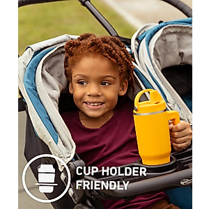 Hydrapeak Kids Voyager 18 oz Tumbler with Handle and Flip-Up Straw Lid | Spill Proof and Leak Resistant | Reusable Stainless Steel Water Bottle | Gift for Kids Boys Girls | Bubblegum