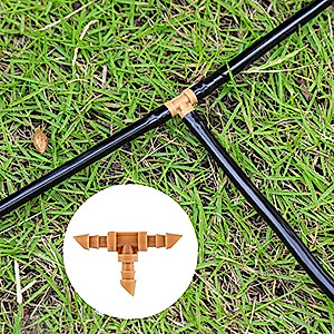 FOGWOWO 100pcs 1/4" drip Irrigation kit 3-Way Fitting, Brown Connector with Barb, Universal Fitting for drip Irrigation Hose, Lawn, Sprinkler systemirrigation System