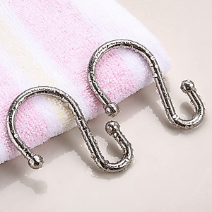 Nickel Shower Curtain Hooks, Rust Proof Shower Curtain Rings for Bathroom, Set of 12 CHICTIE Silver S Shaped Decorative Shower Curtain Hooks Hangers for Bathroom Curtains,Clothing, Towels, etc