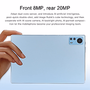 IPS HD 10.1 Inch Tablet, 8G RAM 256GB ROM Tablet PC, Supports 2.4 5G WiFi, 8MP 20MP Cameras, 8 Core CPU, GPS Navigation, 6000Mah Battery, Dual SIMs