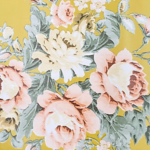 Yifely Vintage Peony Floral Shelving Paper Dark Yellow Peel & Stick Shelf Liner Dresser Drawer Sticker 17.7 Inch by 9.8 Feet