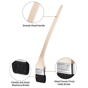 uxcell Bent Radiator Paint Brush 17" Length 3" Width Bristle with Long Wood Handle for Wall Treatment Black 4Pcs