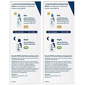 CeraVe Facial Moisturizing Lotion PM | 3 Ounce (Pack of 2) | Ultra Lightweight, Night Face Moisturizer | Fragrance Free
