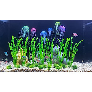 BEGONDIS 18Pcs Artificial Jelly Fish Artificial Aquarium Plants Plants Set, Fake Aquatic Plastic Plants Artificial Fish Tank Plants for Aquarium Decorations