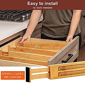 DICOBEE Bamboo Kitchen Drawer Dividers Organizers, (Large (17"-22")) Expandable Drawer Organizer, Adjustable Bamboo Dividers For Kitchen Drawers, Dresser, Bedroom, Bathroom, and Office, 4 Pack
