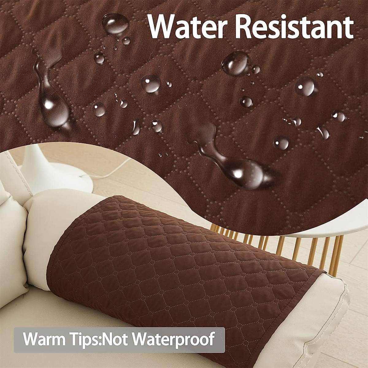 Biiouie 3 Pcs Recliner Couch Covers Arm Covers for Recliner Chair with Storage Pockets Headrest Cushion Armchair Slipcovers Sofa Towel for Recliner Sofa Couch Protector,Brown