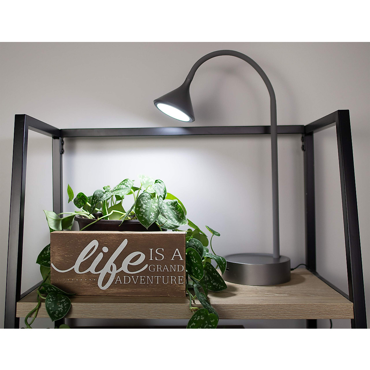 Black and Decker Office VLED1812GRAY-BD Flexible Gooseneck USB Charging Port LED Desk Lamp, Dimmable, Gray