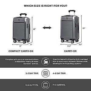 Travelpro Platinum Elite Hardside Expandable Spinner Wheel Luggage TSA Lock Hard Shell Polycarbonate Suitcase, Shadow Black, Compact Carry on 20-Inch