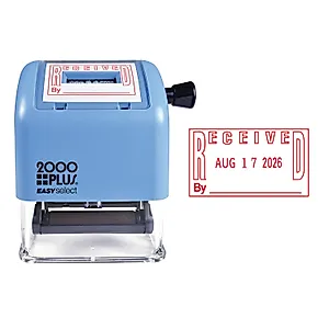 2000 PLUS Easy Select Self-Inking Date/Phrase Stamp, RECEIVED, 1-7/8" x 1" Impression, Red Ink