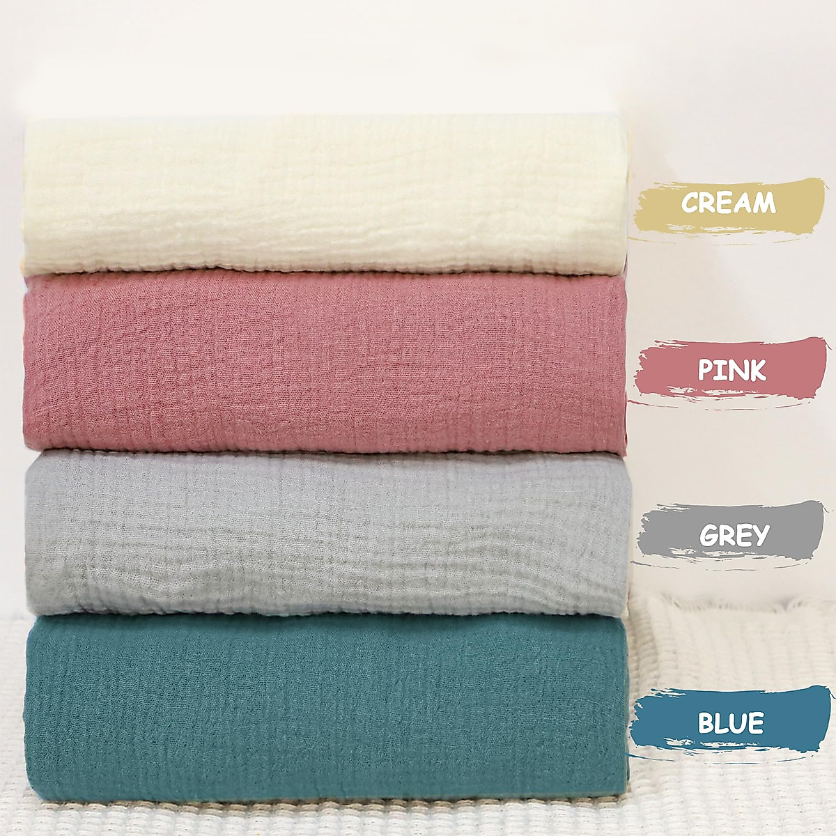 Muslin Baby Lounger Cover 2 Pack, Organic Cotton Removable Slipcover for Newborn,Baby Padded Lounger Infant Floor Seat Cover for Boys Girls (Gray Creamy-White)