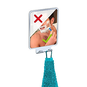 WENKO 22693100 Vacuum-Loc® Cosmetic Mirror Quadro, Acrylonitrile-Butadiene-Styrene (ABS), 14 x 19.5 x 8 cm, Shiny