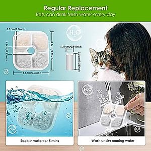 Cat Water Fountain Filter, 3-Pack Pet Fountain Filter Replacement Compatible with PIXI Cat Drinking Fountain, Replacement Triple Action Water Filter Activated Carbon Filter, 1 Hose