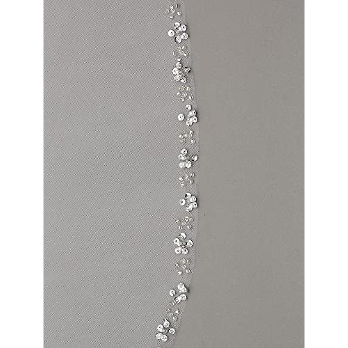 1T 1 Tier Pearls Silver Beaded Wedding Veil - Light Ivory Fingertip Length 36" V413