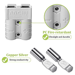 8 Pcs 10-12 Gauge Battery Quick Connector 50 Amp Battery Quick Connect Disconnect with 10/12 AWG, Wire Harness Plug Kit Cables Connect Disconnect Plug for Motor Recovery Winch Trailer Towing Systems