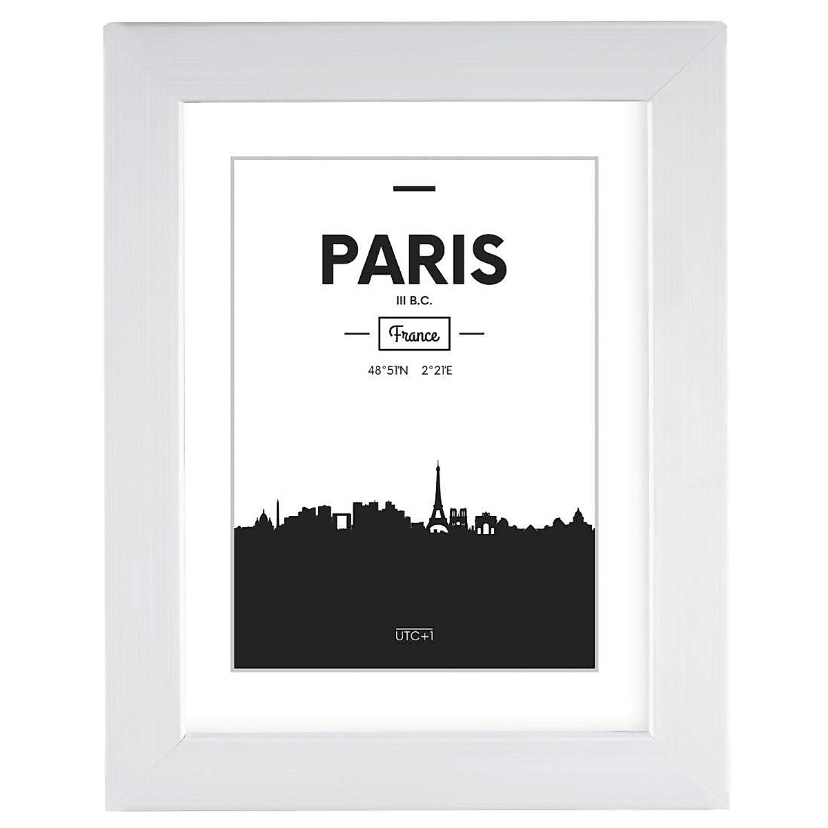 Hama Paris Plastic Photo Frame (10 cm x 15 cm Frame, 20 mm x 15 mm Borders, for Photos Size 7 cm x 10 cm, Reflex Glass, Polystyrene (PS), with Hook and Stand) White