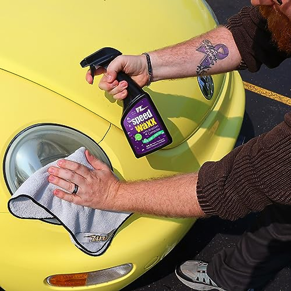 FZ Speed Waxx Quick Detailing Car Wax Spray for Fast Wipe Instant Detailer, Easy no Buff Wax for Streak Free Car Scratch Remover - No Smear Car Polisher, Car Detailing Kit, Great for Cars, Truck, Automobile, Motorcycle, Boat, RV, 16 oz