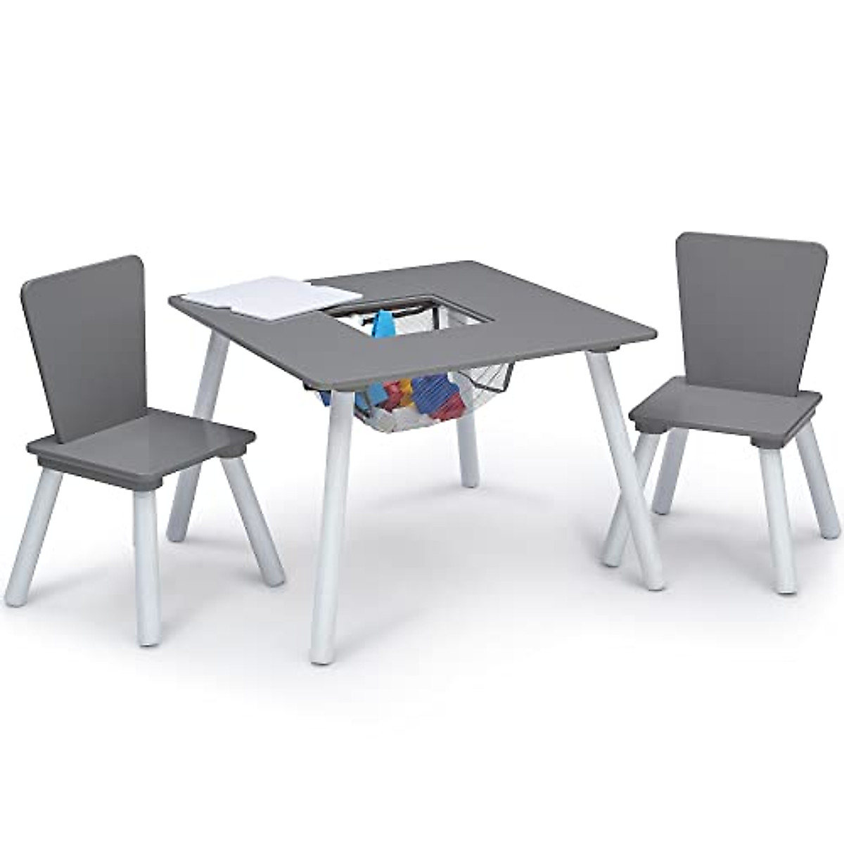 Delta Children 4-Piece Toddler Playroom Set, Grey/White