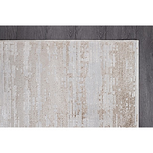 CAMILSON Living Room Rugs Modern Luxury 4x6 Vintage Abstract Area Rug Soft Medium Pile Stain Resistant Easy-Cleaning Non-Shedding for Living Room Office Indoor Carpet (4 x 6 / Beige - White)