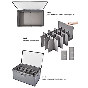 Berdeng Shoe Storage Organizer for Closet, Shoe Box Organizer, Space Saving Foldable Shoe Rack, Shoe Storage Cabinet with Clear Cover and Reinforced Handles, Fits 20 Pairs, Grey