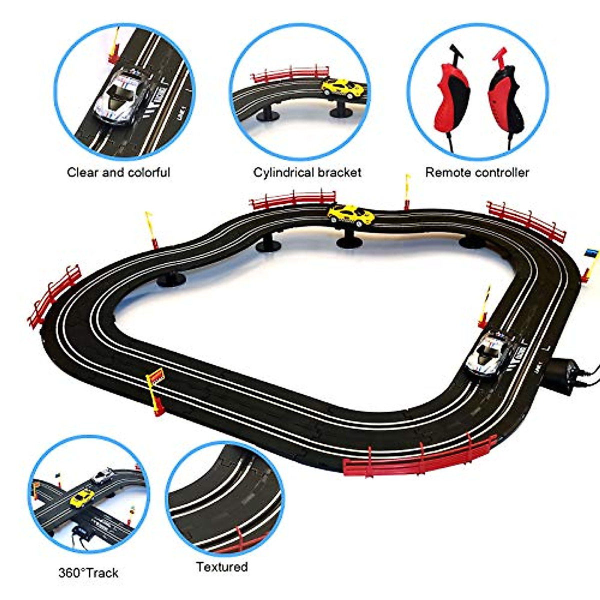 Electric High-Speed Slot Car Race Track Sets,1:43 Scale Dual Race Track with 2 Slot Cars and 2 Hand Controllers,Race Track for 6 7 8 9 10 11 12 Boys Girls