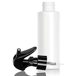 JUVITUS 4 oz / 120 ml White Refillable Plastic Cylinder Squeeze Bottle with Black Trigger Sprayer - 12 PACK