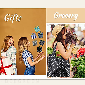 BeeGreen Shopping Bags Reusable Grocery Tote Bags 6 Pack XLarge 50LBS Ripstop Geometric Fashion Recycling Bags with Pouch Bulk Machine Washable Nylon Bags Black Gray Blue Navy Teal Christmas