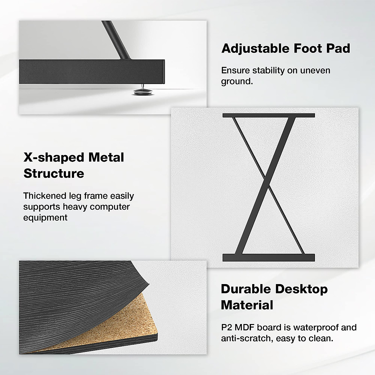 Mr IRONSTONE 63" L Shaped Computer Desk, Corner Desk, Home Office Desk, Gaming Writing Workstation with Large Monitor Stand, Easy to Assemble, Black Willow