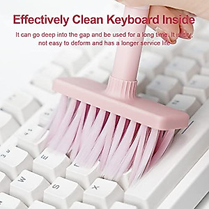 Hagibis Cleaning Soft Brush Keyboard Cleaner 5-in-1 Multi-Function Computer Tools Kit Corner Gap Duster Keycap Puller Remover for PC Laptop Airpods Pro Camera Lens (Pink)