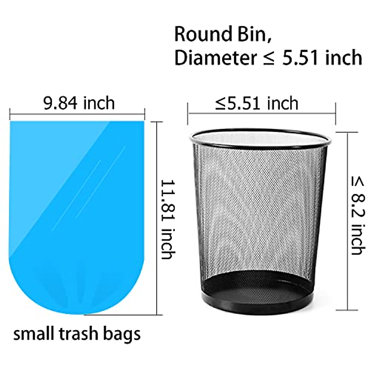 YSSAI 0.5 Gallon Trash Bags 180 Counts Small Trash Bags Car Garbage Bag Pet Garbage Bag Wastebasket Bin Liners for Home Office Kitchen Small Sized Waste Bin 6 Colors
