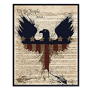 American Pride Dictionary Wall Art - 8X10 US Constitution Poster for Office or Home Decor - Patriotic Gift for Americana Fans - Vintage Decoration - Memorial, Veterans Day or 4th of July Print