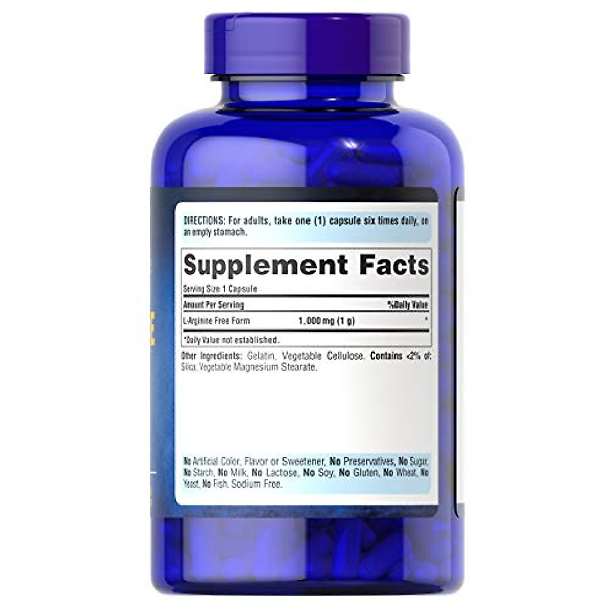 Puritan's Pride L-arginine 1000 Mg Capsules, 100 Count, White, (4332490165)