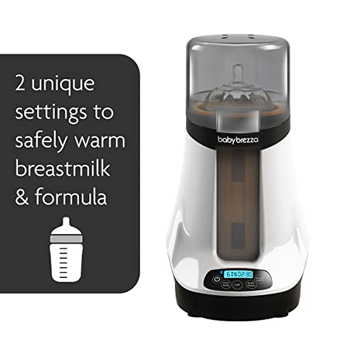 Baby Brezza Safe & Smart Electric Baby Bottle Warmer, Breastmilk Warmer + Baby Food Warmer + Defroster - Universal Warmer Fits All Feeding Bottles: Glass + Plastic – Wireless Bluetooth Control
