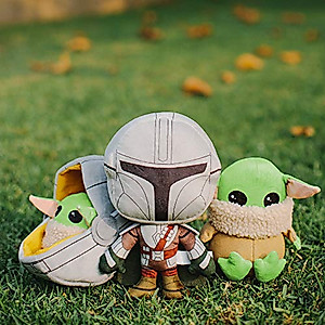 Buckle-Down Dog Toy, Mandalorian, Plush Squeaker Star Wars The Child Sitting Pose, Baby yoda, 8" x 8" (DTPT-SWBIF) for All Breed Sizes