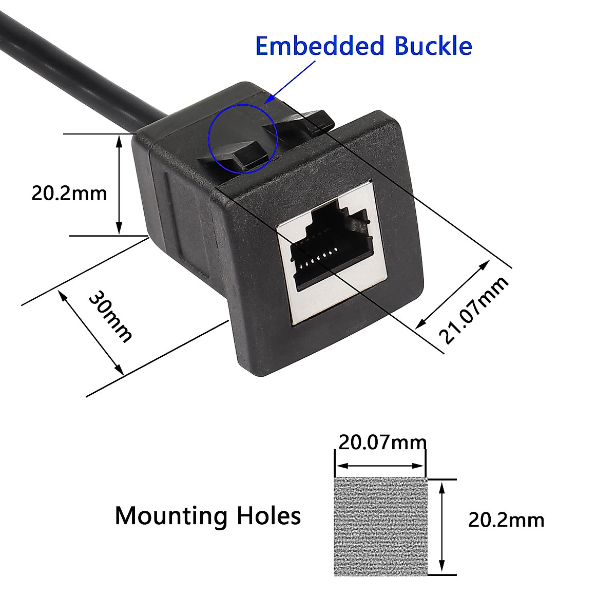 CERRXIAN RJ45 Male to Female LAN Ethernet Network Cat 5e Panel Mount Cable (Black)(2m)