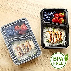 Igluu Meal Prep Containers [10 Pack] 2 Compartment with Airtight Lids - Plastic Food Storage Bento Box - BPA Free - Reusable Lunch Boxes - Microwavable, Freezer and Dishwasher Safe (30 oz)