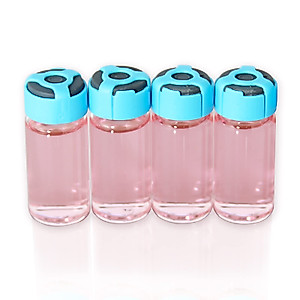 10ml Clear Glass Vials-2-1/2 Dram Clear Glass Headspace Vials with Self-Locking Caps and Rubber Stoppers, 100 Packs, 20mm Flat Bottom Lab Vial