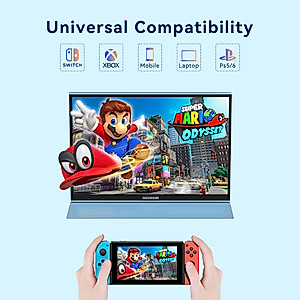 GEEKOM 16 Inch Portable Monitor, 2 USB-C Laptop Extender Screen with Smart Cover & Dual Speaker HDMI IPS HDR Computer Display Ultra-Thin External Gaming Monitor for PC Phone Mac Xbox PS4 Switch