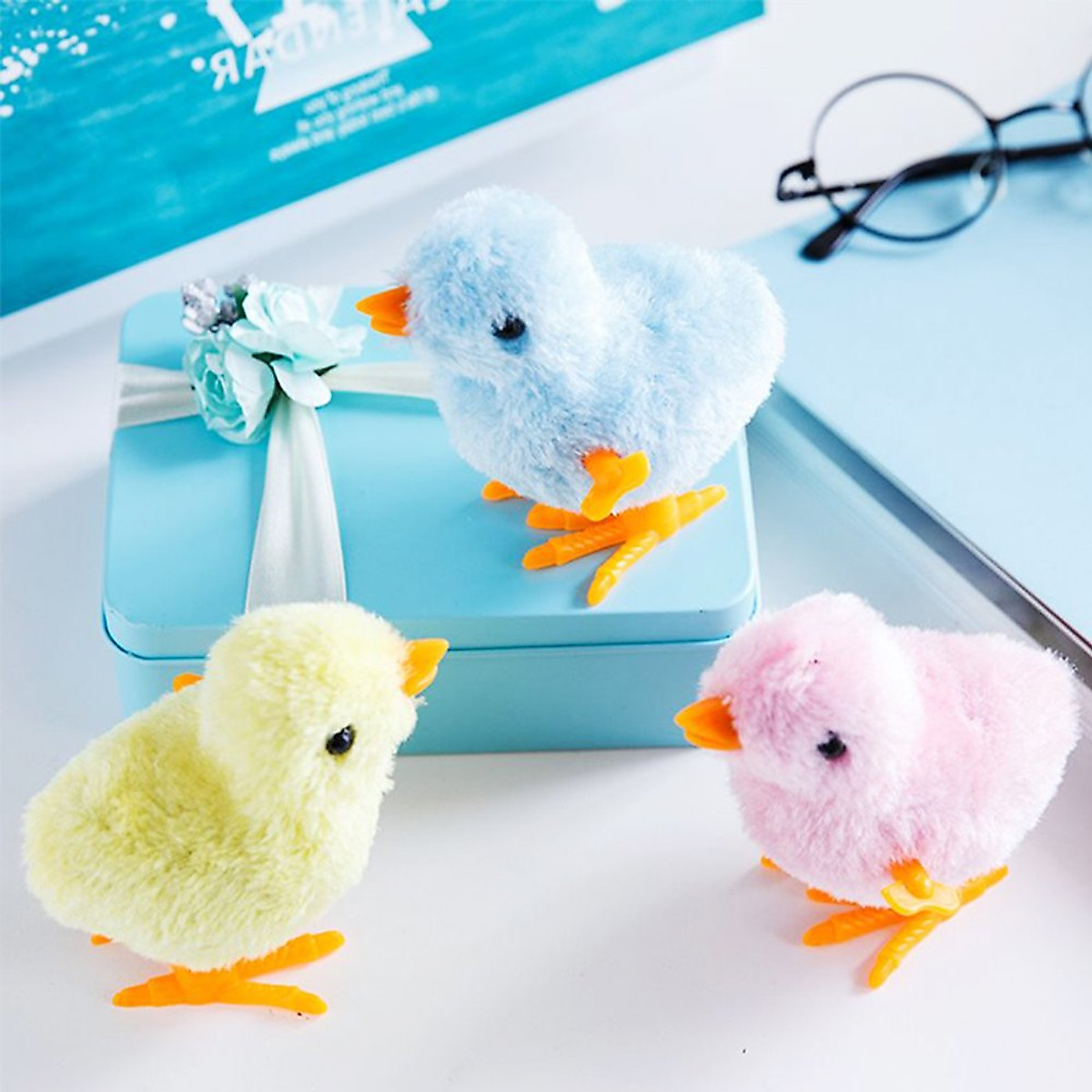 3 otters 12PCS Wind Up Chick Toys, Wind-Up Jumping Cute Chicken Plush Chicks Toys for Kids Goodie Bags Treasure Chest Party Favors Gifts