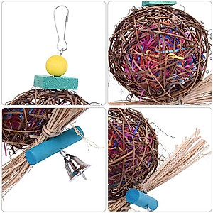 Bird Chew Toy Natural Rattan Ball Come with Paper Strips for Parrot Cockatoo African Grey Macaw Eclectus Amazon Parakeet Cockatiel Conure Budgie Lovebird Finch Cage
