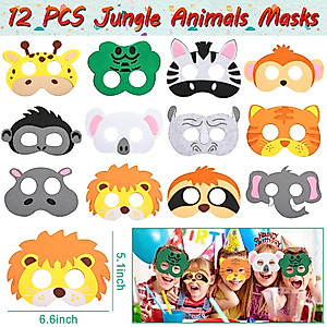 Jungle Safari Party Favors Set 84 PCS Wild Animals Theme Masks Sticker Keychains Straws Slap Bracelets Bubble Sticks Gift Bags for Kids Birthday Party Baby Shower Goodie Bag Fillers Jungle Safari
