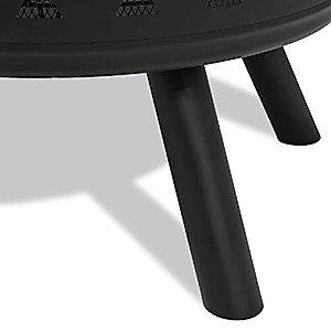 MoNiBloom 38" Wood Burning Fire Pit Metal Backyard Patio Round Table Outdoor Heating and Cooking Grill Rack Grate for Garden Picnic Camping Bonfire, Black