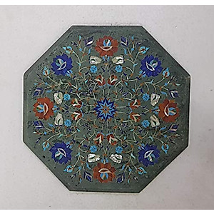 Green Marble Octagon Coffee Table Top Pietra Dura, ballard designs z gallerie dinner table, Ready to Disptach