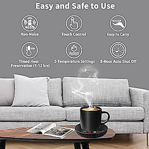 LAMONKE Coffee Mug Warmer, Electric Cup Warmer for Desk Office Home Use, Mug Warmer with 2 Settings, 8-Hours Auto Shut Off, Warmer Heating Plate, Electric Beverage Warmer for Cocoa, Tea, Milk (No Cup)