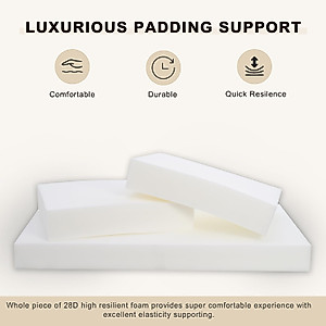 Favoyard Outdoor Loveseat Cushion Set 46 x 26 Inch Waterproof & 3-Year Fade Resistant Patio Furniture Cushions with Removable Cover, Ties and Hidden Zipper for Sofa Bench Couch pads Set of 3, Beige