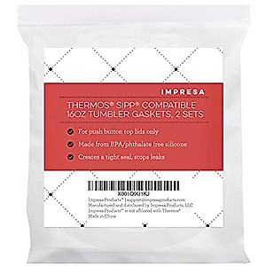 IMPRESA 2 Sets of Gaskets for Thermos Sipp (TM) 6 Ounce Travel Tumbler / Mug Gaskets / Seals - BPA-/Phthalate-/Latex-Free - 2 Full Replacements Per Kit