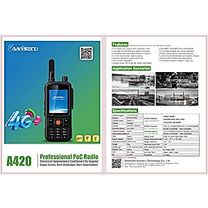 ANYSECU A420 LTE 4G POC PTT Network Radio Dual Sim Card WiFi Radio Unlocked GSM Compatible with Zello Real PTT