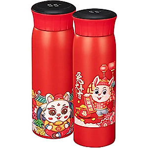 NOLITOY Insulated Water Cup 2 Pcs Stainless Steel Water Bottle Vacuum Insulated Water Bottle Cartoon Rabbit Travel Coffee Mug Thermal Tumbler for 2023 New Year Gift Red